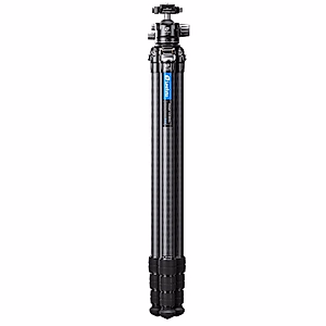 Leofoto LS-364CL+LH-47SC Elongated Tripod, Ranger Series, Carbon Fiber, 4 Leg Sections, Lightweight, LH-47 Ball Head Set, Hybrid Clamp, Arca and Picatinny Compatible