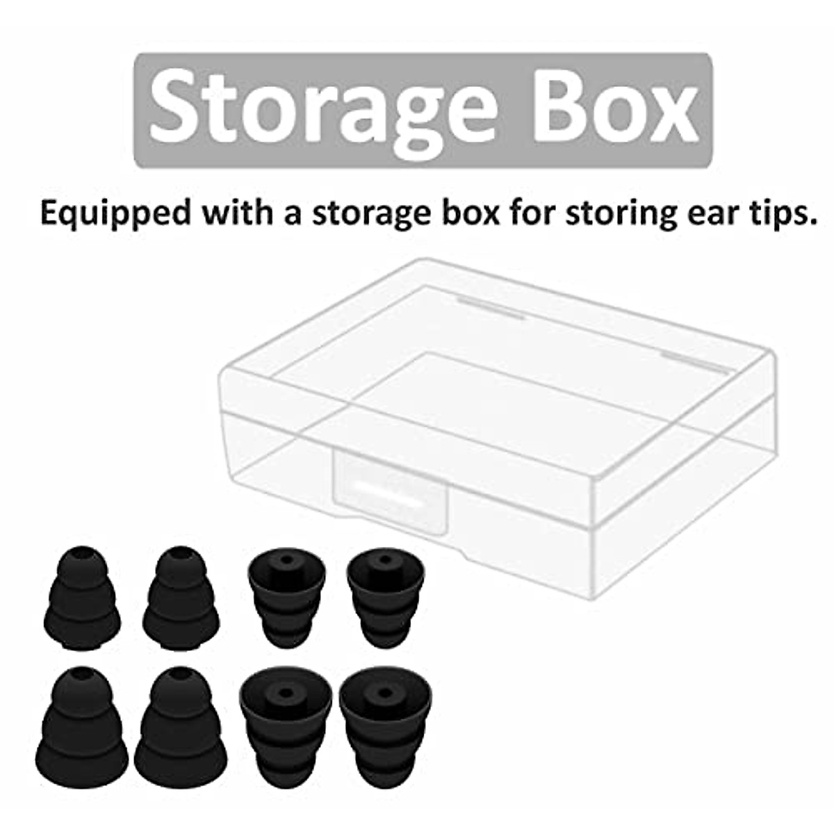 4 Pairs Triple Flange Compatible with Shure SE215 Pro Ear Tips, Noise Reduce Silicone with 2mm Connector Hole Eartips Earbuds Compatible with Etymotic Research/Klipsch/Westone - Black