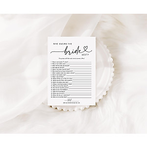 Your Main Event Prints Bridal Shower Games Who Knows The Bride Best, Fun Activities for Weddings, Bridal Showers and Bachelorette Parties (White)