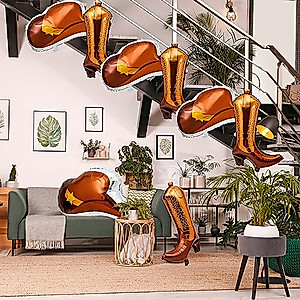 Wettarn 8 Pcs Western Themed Party Balloons Include 4 Pcs Cowgirl Boot Balloons and 4 Pcs Cowgirl Hat Foil Balloon, Bachelorette Party Decorations for Western Themed Birthday Party