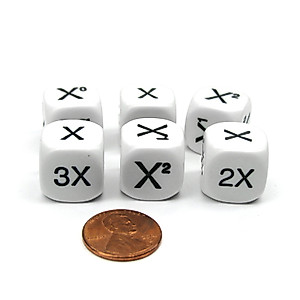 Koplow Games Set of 6 D6 16mm Educational Math Dice - 3 Multiplier and 3 Algebra Dice