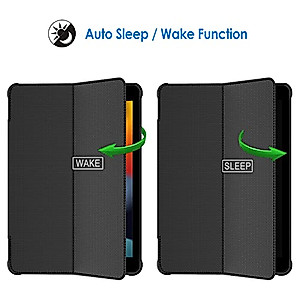 JETech Case for iPad 10.2-Inch (2021/2020/2019 Model, 9/8/7 Generation), Double-fold Stand with Shockproof TPU Back Cover, Auto Wake/Sleep (Black)