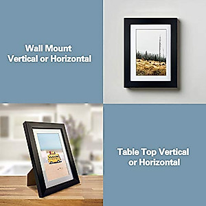 4x6 Black Picture Frame Set of 6, Multi Frames Matted to Display Photos 4x6 with Mat or 5x7 without Mat for Wall and Tabletop