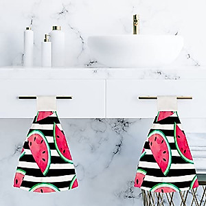 Hanging Hand Towel with Loop 1PCS Watermelon Slices Pink Super Soft Polyester Absorbent for Bathroom Laundry Room Kitchen 12.6 x 18.9 Inches