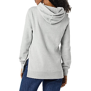 Amazon Essentials Women's Fleece Hooded Tunic Sweatshirt, Grey Heather, Medium