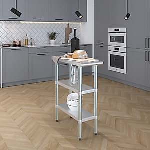 AmGood Stainless Steel Work Table with 2 Shelves | NSF | Metal Utility Table (12" Long x 30" Deep)