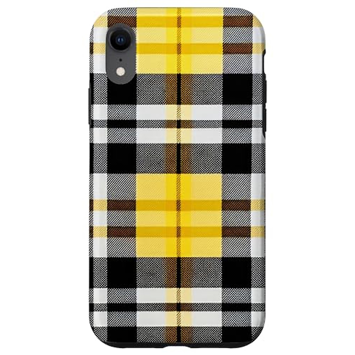 iPhone XR Yellow Black Tartan Plaid Pattern 80s Design Case