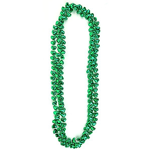Skeleteen Green Shamrock Beads Necklaces - St Patricks Day Irish Clover Bead Necklace Party Favors Pack - 1 Dozen