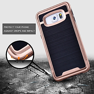 ANSIWEE Galaxy S6 Edge Plus Case, Shockproof Phone Cover, Galaxy S6 Edge Plus Cover, Soft TPU Bumper Hard PC Case Brushed PC Texture Protective Armor for Samsung Galaxy S6 Edge Plus (Rose Gold)