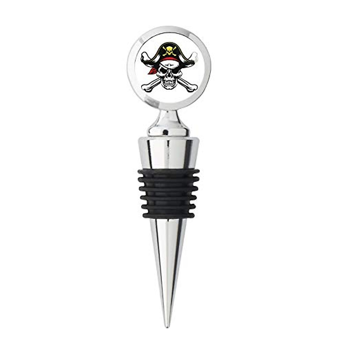 Pirate Skull and Crossbone with Eye Patch and Captain Hat Steel Bottle Stopper Winestopper