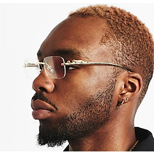 JUDOO Fashion Rimless Rectangle Sunglasses for Women Men Trendy Tinted Lens Frameless Shades UV400 Protection Lens