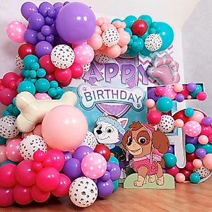 ALL-IN-1 Skye Paw Patrol Balloon Garland Arch Kit with BONUS Bone & Paw Print Balloons – Pink Paw Patrol Balloons Girl for Paw Patrol Birthday Decorations Girl – Skye Paw Patrol Party Supplies