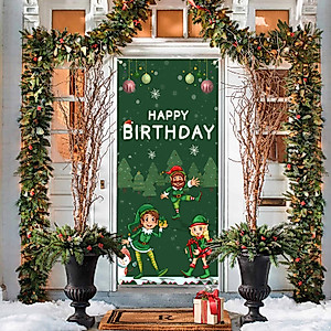 Elf Christmas Themed Birthday Banner Green Merry Elf Photography Background for Kids Happy Friendsmas Xmas Festival Snowman Party Decorations Photo Banner Booth Props 35.43x72.83in-BECKTEN