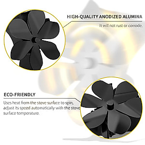 Leepesx Wood Stove Fan, Fireplace Fan Heat Powered Stove Fan Black 6 Blades Quiet Fireplace Fan Efficient Heat Distribution Stove Fan,Wood Stove Accessories