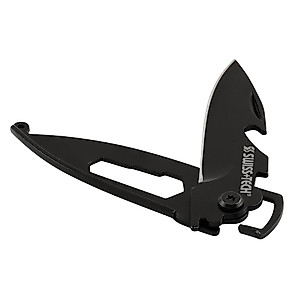 SWISS+TECH ST45019 7-in-1 Stainless Steel Black Mini Folding Knife (Single Pack)