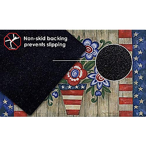 Toland Home Garden 800253 Patriotic Flowers Summer Door Mat 18x30 Inch 4th of July Outdoor Doormat for Entryway Indoor Entrance