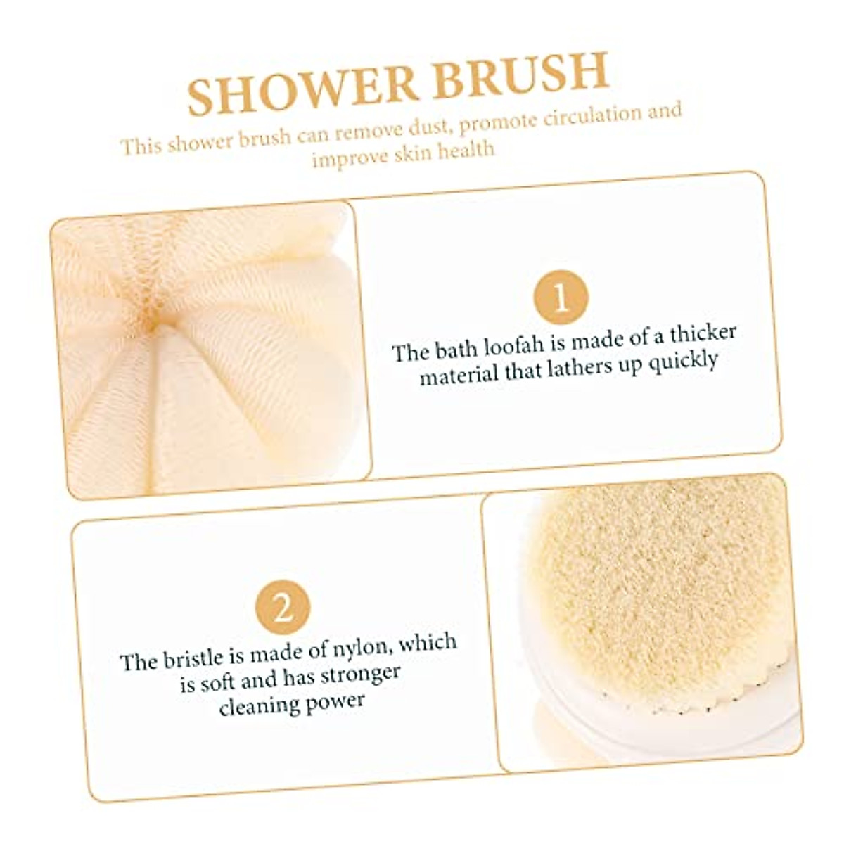 Healifty 2pcs Long Handle Bath Brush Body Cleansers Bath Back Brush Nubuck Cleaner Dry Brushing Body Brush Dual- Sided Back Brush Back Scrub Brush or White Back Scrubbers Body Shower Brush