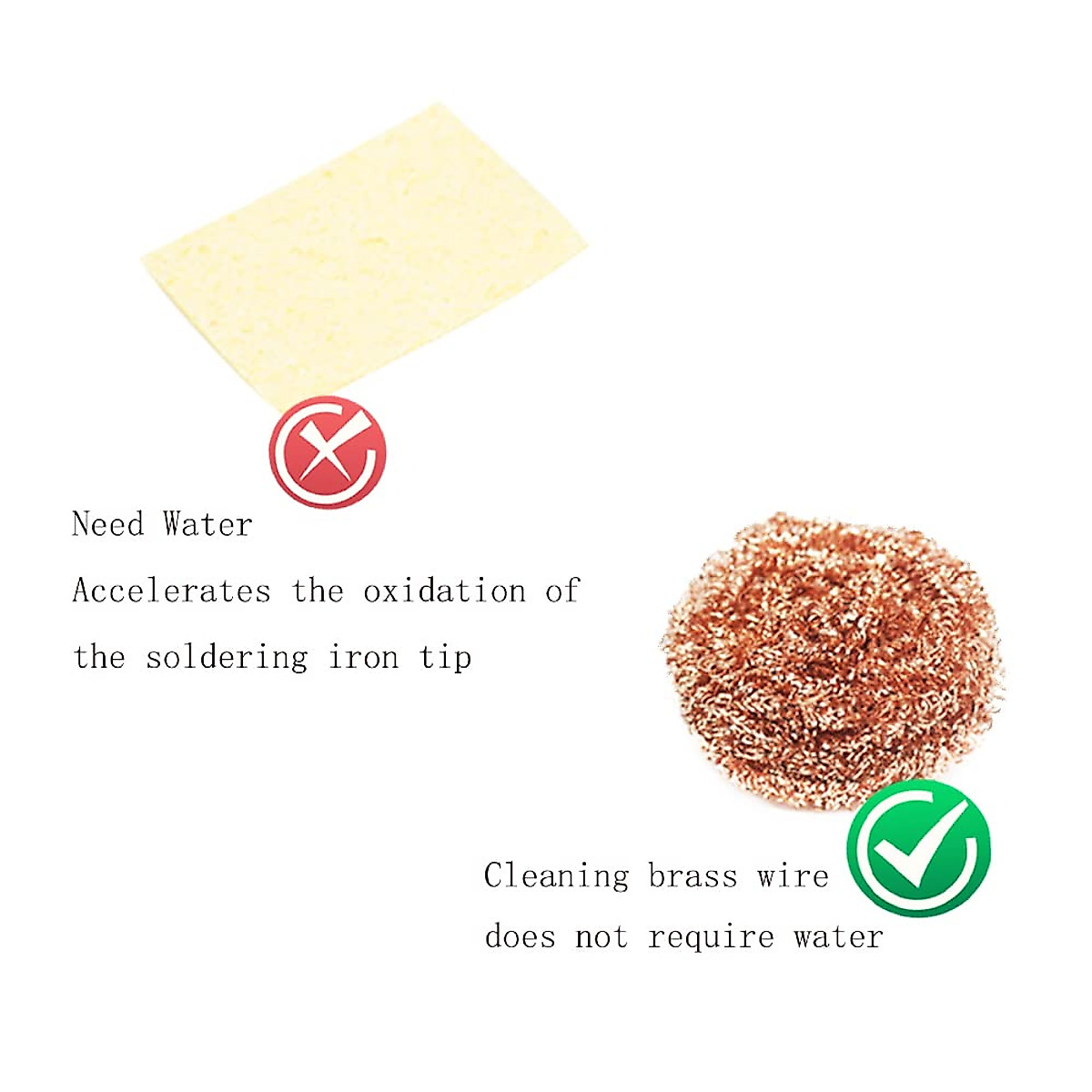 Soldering Tip Cleaner, Soldering Iron Tip Cleaner and Cleaning Copper Wire Ball Kit, Wipe the Soldering Iron and Soldering Iron Tip with Clean Copper Wire Ball, No Water is Needed