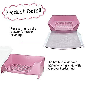 Tfwadmx Large Rabbit Litter Box Bunny Corner Toilet Potty Trainer with Drawer Bigger Pet Pan for Adult Guinea Pigs Chinchilla Hamster Hedgehog and Other Animals (Pink)
