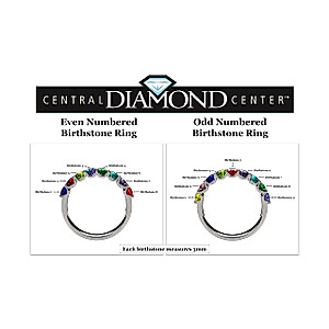 Central Diamond Center U'r Family Ring with 1 to 9 Simulated Birthstones - Sterling Silver - Size 7.5