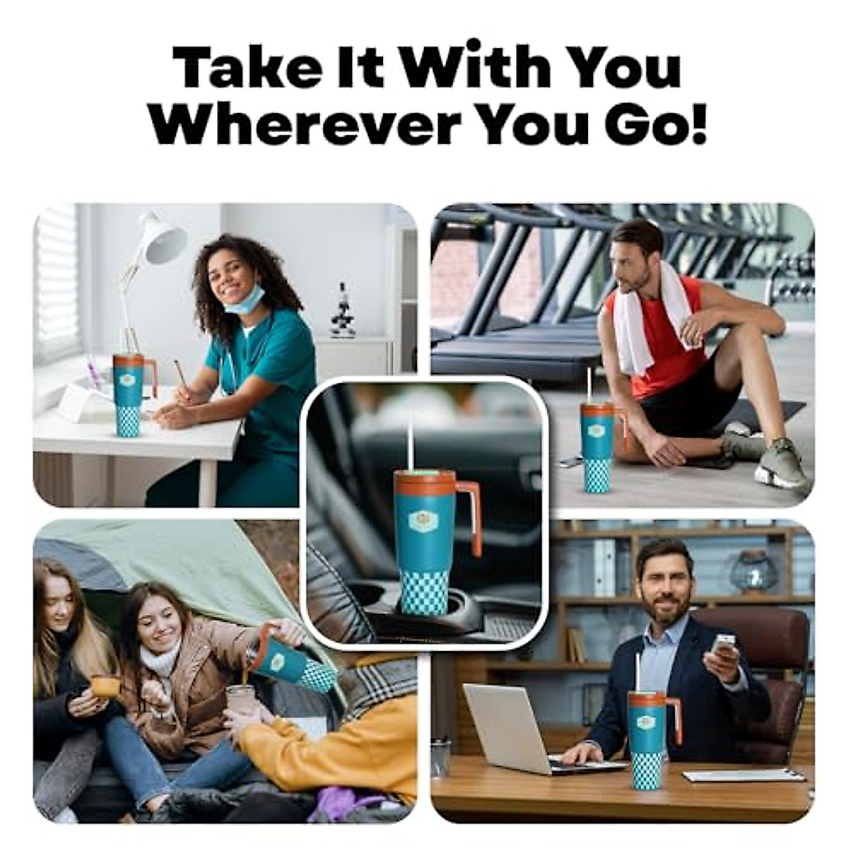40 oz Travel Tumbler with Removable Infuser- Double Wall Vacuum Insulated Leak Proof Tumbler with Handle, Stainless Steel Travel Mug with Lid for Tea Coffee &Juice Sports Water Flask Cup 2-in-1