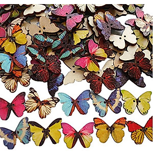 100PC Wooden Buttons, a Variety of Animal Cartoon Characters, a Variety of Colors (can be Selected) (100)