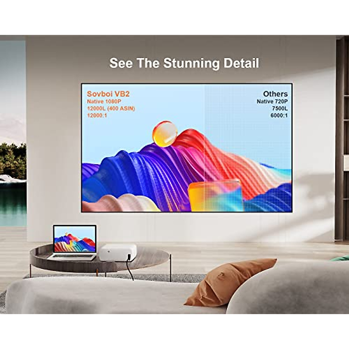 5G WiFi Outdoor Bluetooth Projector 4K Supported Native 1080P Projector & Sovboi Projector Tripod Stand