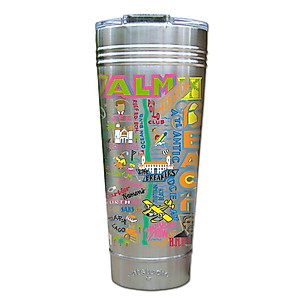 Catstudio Palm Beach Thermal Tumbler | Triple Wall Insulation With Non Slip Bottom | Great Travel Cup for Water, Coffee, Tea, or Smoothies