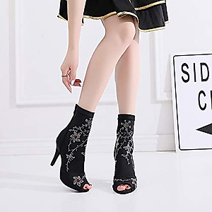 HROYL Womens&Girls New Style Latin Salsa Ballroom Dance Shoes,ZU-QJW1022,BlackSilver-8.5-007#-42,US9.5