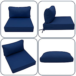 idee-home Deep Seat Patio Cushions, Outdoor Cushions Replacement Cushions Back Cushion, Outdoor Hampton Bay Patio Cushions for Backyard Couch Sofa, 2pcs Set, Seat: 26.5 x 26.5 Back: 26.5 x 13.2