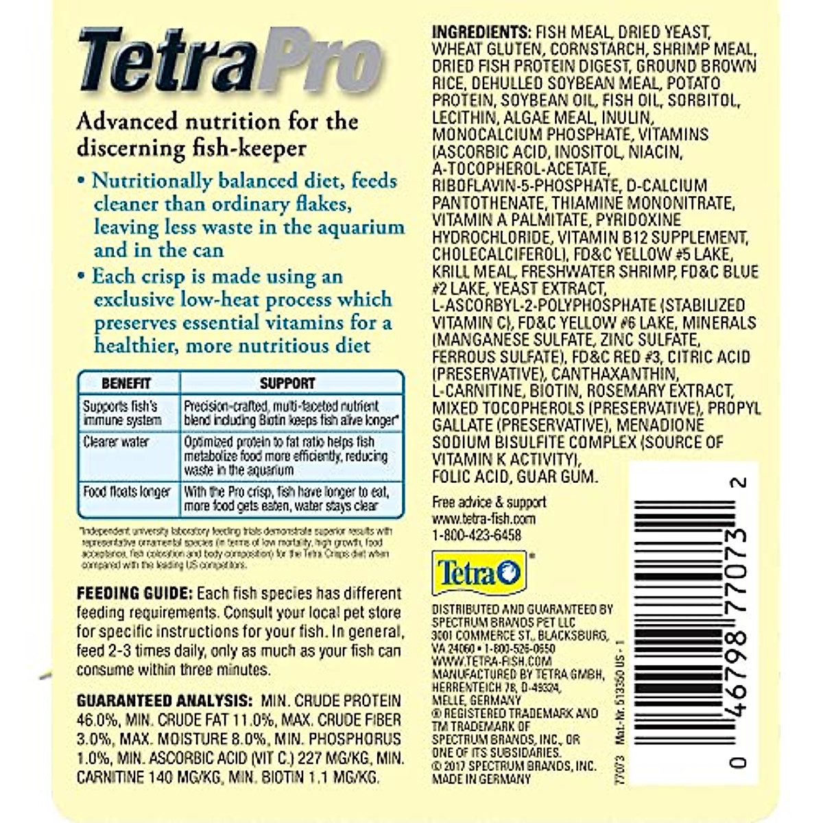 TetraPro Tropical Crisps 6.70 Ounces, Fish Food, Advanced Clear Water Formula