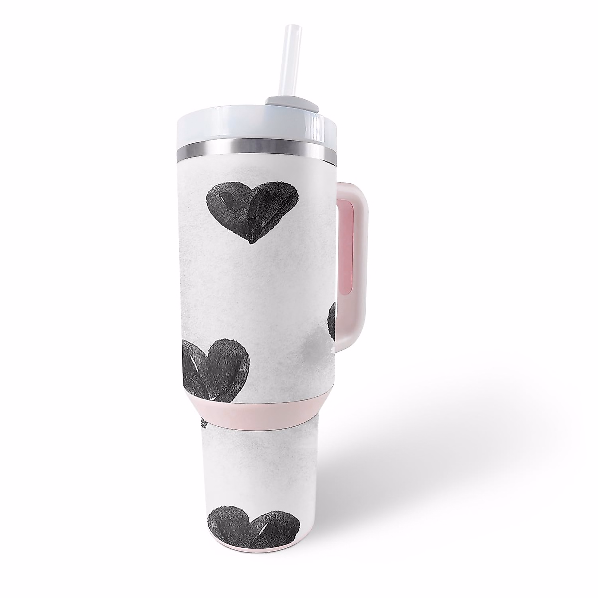MightySkins Skin Compatible with Stanley The Quencher H2.0 FlowState 40 Oz Tumbler - Ink Hearts | Protective, Durable, and Unique Vinyl Decal wrap Cover | Easy to Apply, Remove, and Change Styles