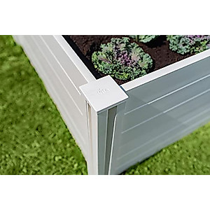 Vita Classic 4 Foot x 4 Foot x 22 inch Keyhole Garden Bed with Composting Basket, White, PVC, BPA and Pthalate Free, VT17101