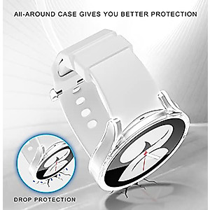[5+5Pack] Samsung Galaxy Watch 5 2022 & Watch 4 2021 Screen Protector and Case 44mm, Kakufunny Anti-Fog Face Cover Tempered Glass Film & Hard PC Protective Bumper for Galaxy Watch 44 mm, Accessories