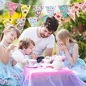 Floral Birthday Decorations Wildflower Garland Sign Tea Party Decor for Bridal Wedding Birthday Parties Baby Shower Home Outdoor Hanging Decor