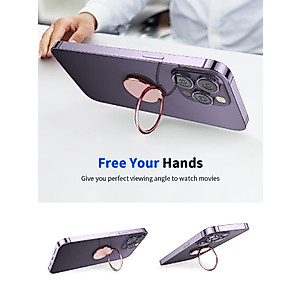 Magnetic Phone Grip Mount for Any Metal Surface [4 Strong Magnets] Gym Magnet Phone Ring Kickstand for Magnetic Car Holder Compatible with iPhone 14/13/12 Pro Max, Android and All Phones (Pink)