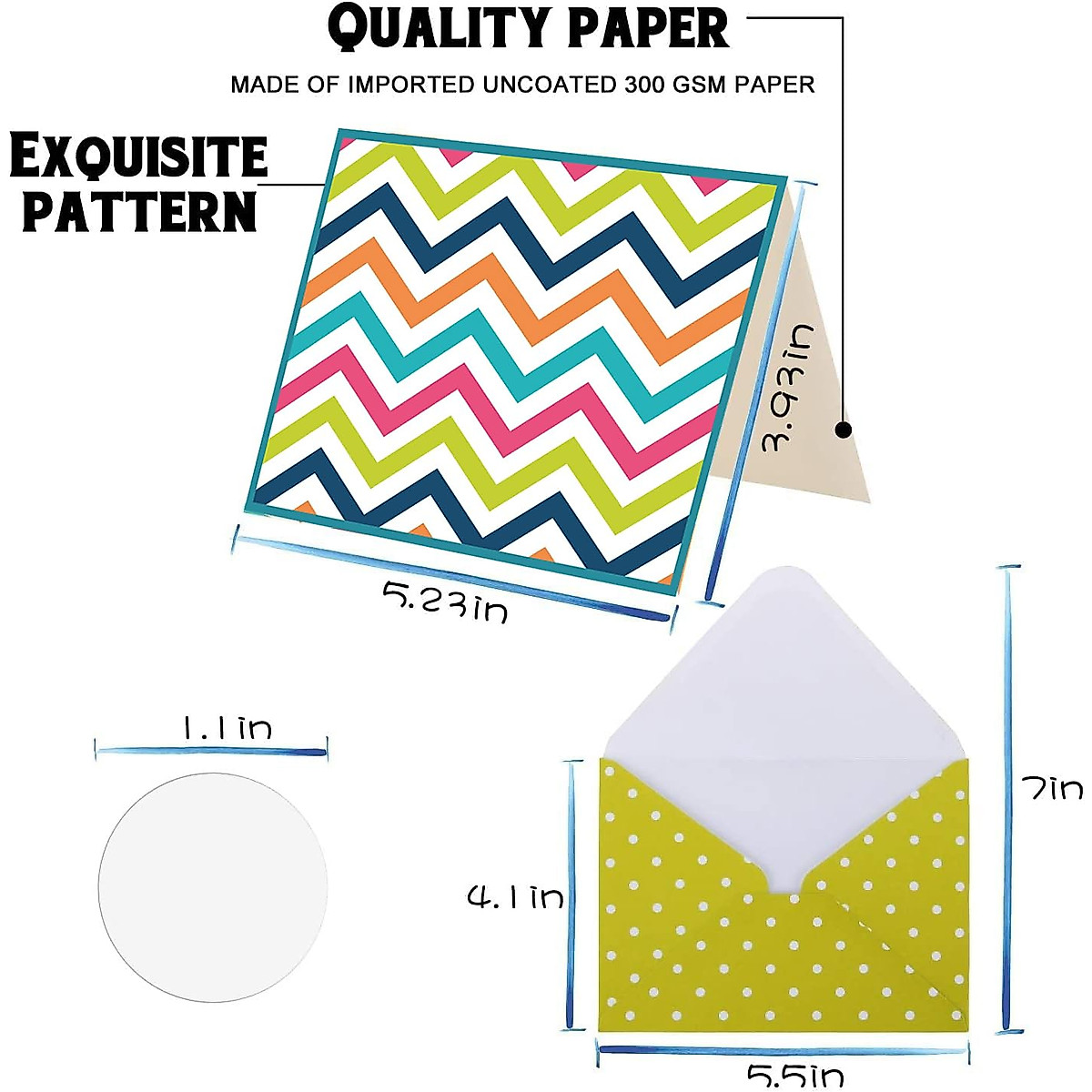 SUPHOUSE 24 Blank Cards, Blank Note Cards and Colored Envelopes, Thank You Greeting Cards with Envelopes, Stationary Supplies Bulk Birthday Cards Set - Upgrade Design