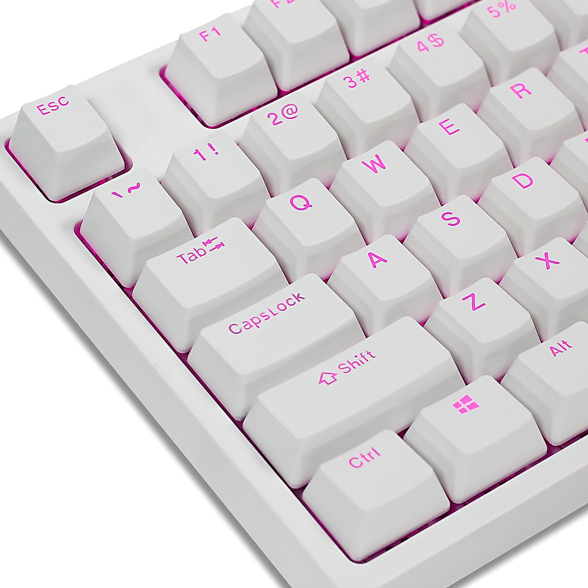 Happy Balls PBT Keycaps Backlit Cherry MX Keycap Set Doubleshot OEM Profile Key Caps for MX Switches Mechanical Keyboards (White Keyset)