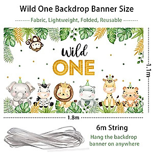 Wild One Backdrop Banner Birthday Decorations for Boys,Large Size 3 x 5Ft Jungle Safari Cute Animals 1st First Party Supplies