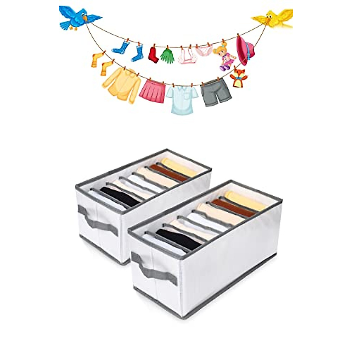 Clothes Drawer Organizers, Clothes Organizer for Folded Clothes, Nursery Dresser Drawer Organizers, Wardrobe Clothes Organizer,Pants Organizer, Bedroom Organization Storage (Small*2)