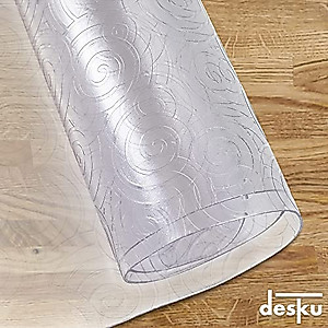 DeskU Office Desk Chair Mat - for Hard Floors, Clear Swirl Spiral Pattern, 46 Inches x 60 Inches, Made in The USA