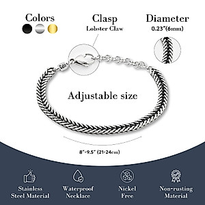 Galis Chain Bracelets For Men - Premium Stainless Steel Mens Bracelet, Silver Plated Non Tarnish Bracelet - This Snake Chain suits as Everyday Men's Bracelets is Stylish Gifts For Him 7.5"