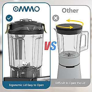 OMMO Blender 1800PW, Professional High Speed Countertop Blender for Kitchen with Durable Stainless Steel Blades, 68oz BPA Free Blender for Shakes and Smoothies, Nuts, Ice and Fruits, Dishwasher Safe