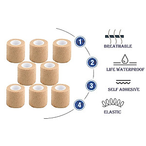 CIYAGPOOU Self Adhesive Bandage Wrap,2 Inch Athletic Tape Breathable Elastic Brown Cohesive Bandages, Vet Wrap Sports Tape for First Aid, Wrist Sprains Protection,Dogs