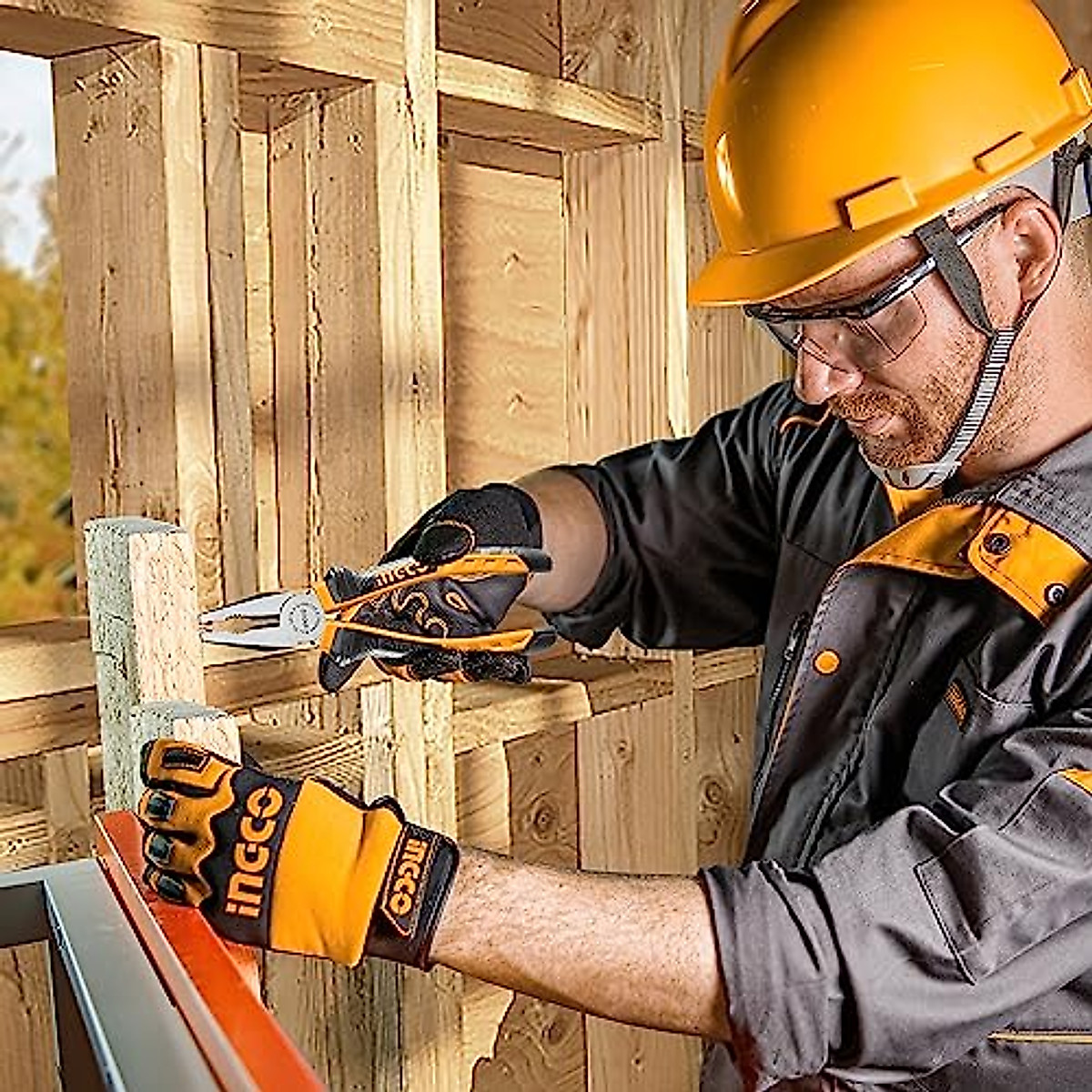 INGCO Pliers Tool Set, 3pcs Small Plier Set, 8 Inch Combination Pliers, 6 Inch Diagonal Cutting Pliers, 6 Inch Needle Nose Pliers HKPS08318