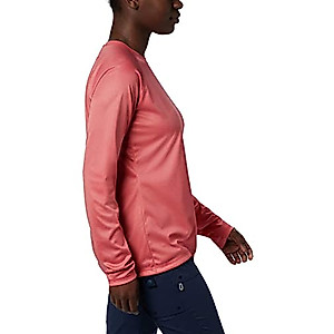 Columbia Women's PFG Tidal Tee Heather Long Sleeve Shirt, UV Protection, Moisture-Wicking, Winter Green Heather/White Logo, Medium