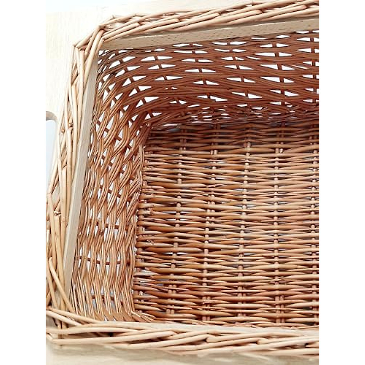 Pull-Out Wicker Basket with Frame Handles for Framed or Frameless 15" or 18" Cabinets w/Beech Frame and Runners (1, Width (11 5/16") for 15" Cabinets) Made in Poland