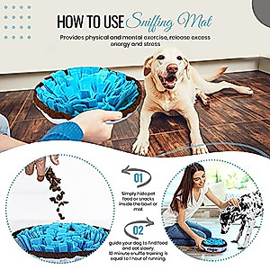 TOMAHAUK Snuffle Mat for Dogs – Interactive Feed Game/Dog Puzzle Toy That Helps with Stress Relief, Foraging Skills, Brain Stimulation and Boredom (Blue)