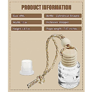 ESEWALAS 5Pcs Hanging Car Air Freshener,8ml Car Hanging Diffuser,Empty Glass Perfume Bottles Oil Diffuser Perfume Aromatherapy Pendant Bottle,Air Freshener Diffuser Bottle Pendant