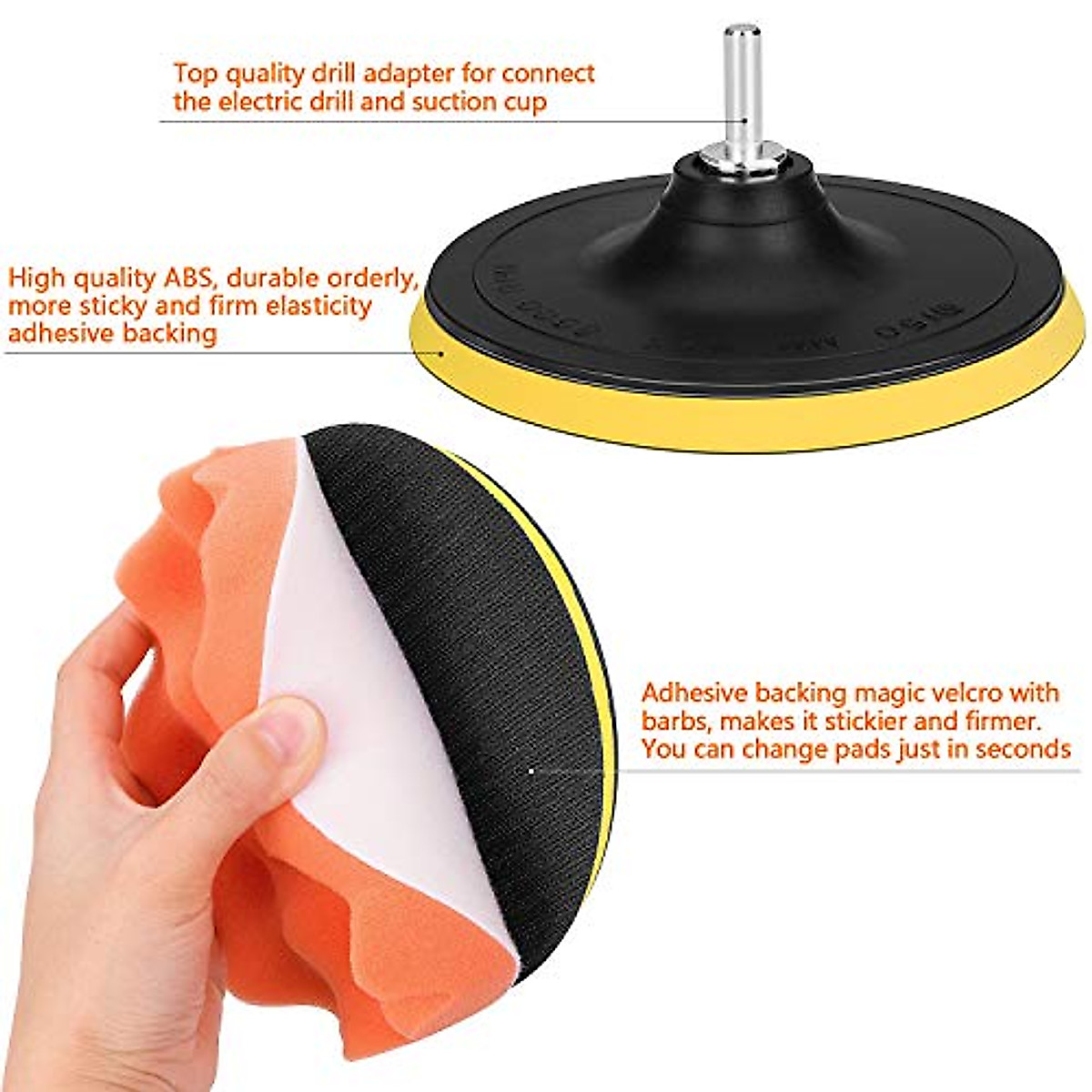 6 Inch Buffing and Polishing Pad Kit 11 PCS with Drill Adapter